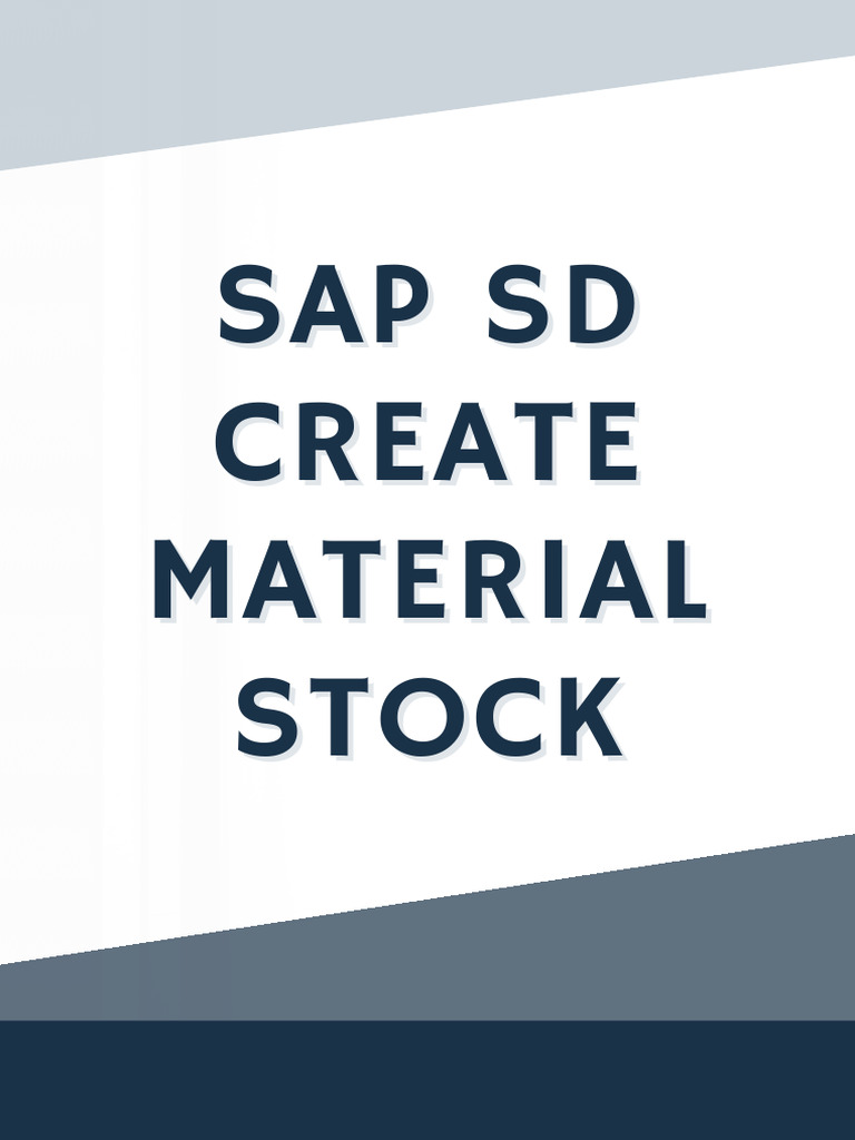 Create Material Stock | PDF