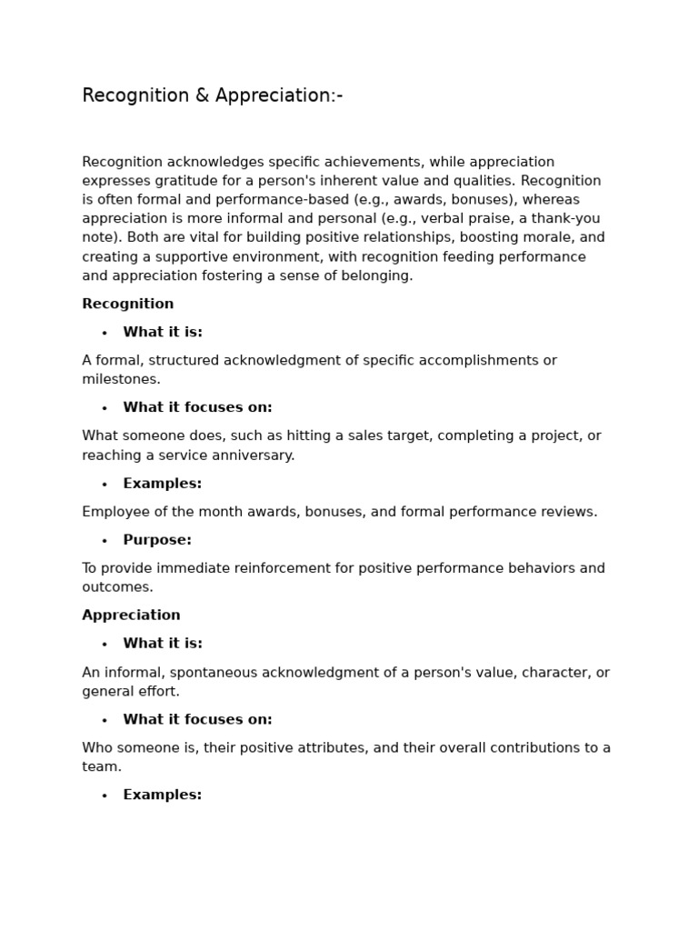 Recognition vs. Appreciation in the Workplace | PDF | Compensation And ...