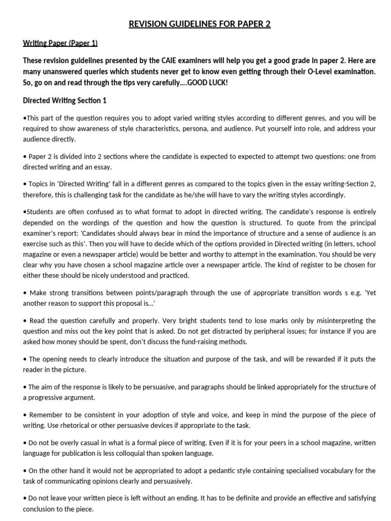 Revision Guidelines For Paper 1 | PDF | Writing | Rhetoric