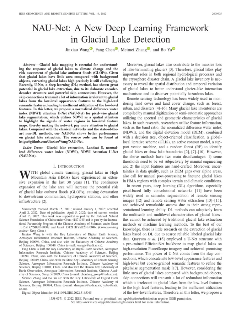 NAU-Net a New Deep Learning Framework in Glacial Lake Detection | PDF ...