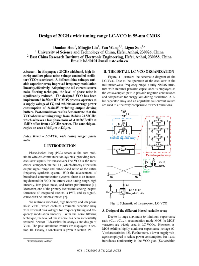 20GHz LC-VCO Design in 55nm CMOS | PDF | Capacitor | Electrical Circuits
