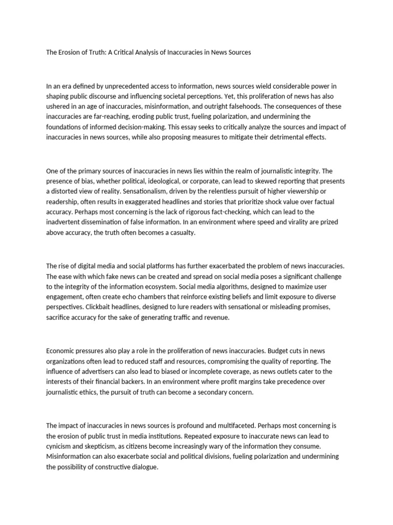 Analyzing Inaccuracies in News Media | PDF | News | Communication