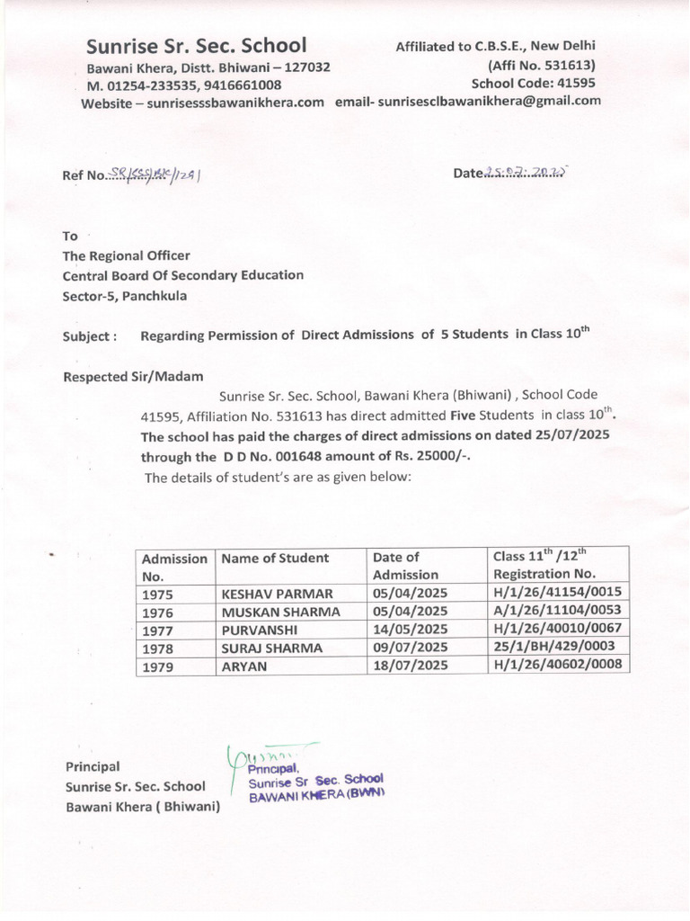 Class 10th Direct 2025-26 Documents | PDF