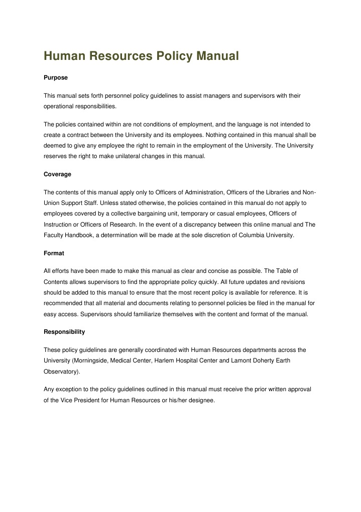 Human Resources Policy Manual | PDF