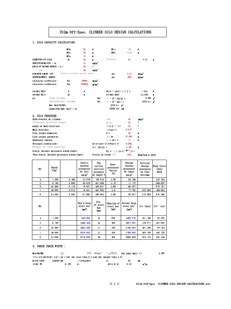 Calculation for D12m Silo