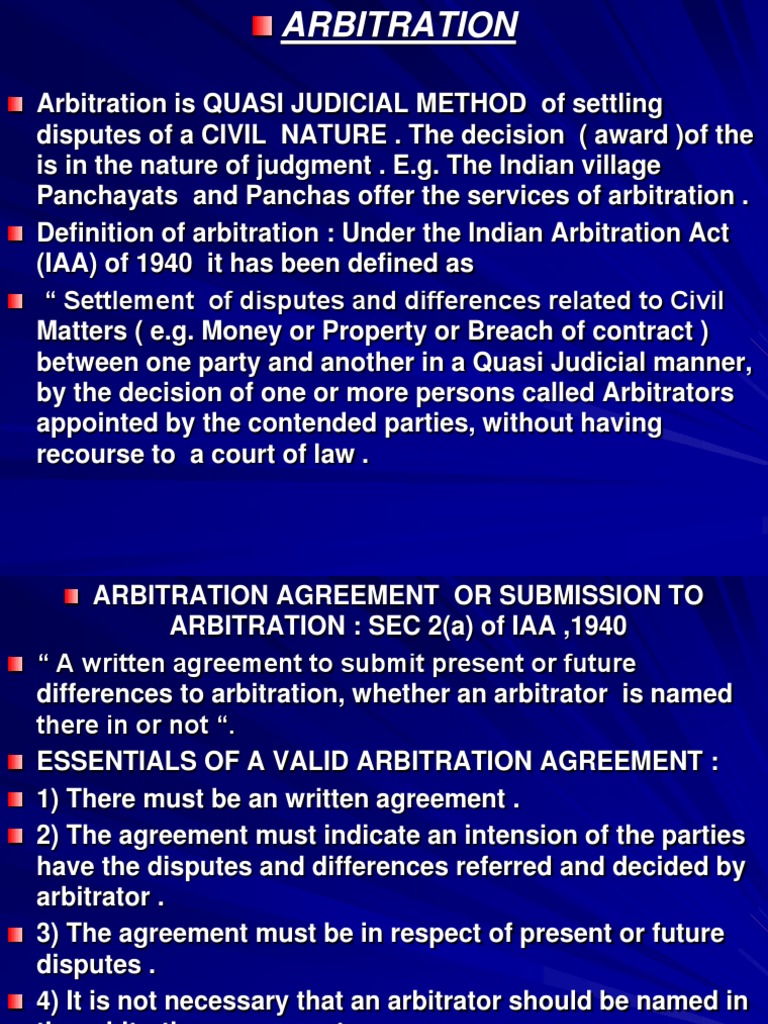 Arbitration PPT MBA | Download Free PDF | Arbitral Tribunal | Arbitration