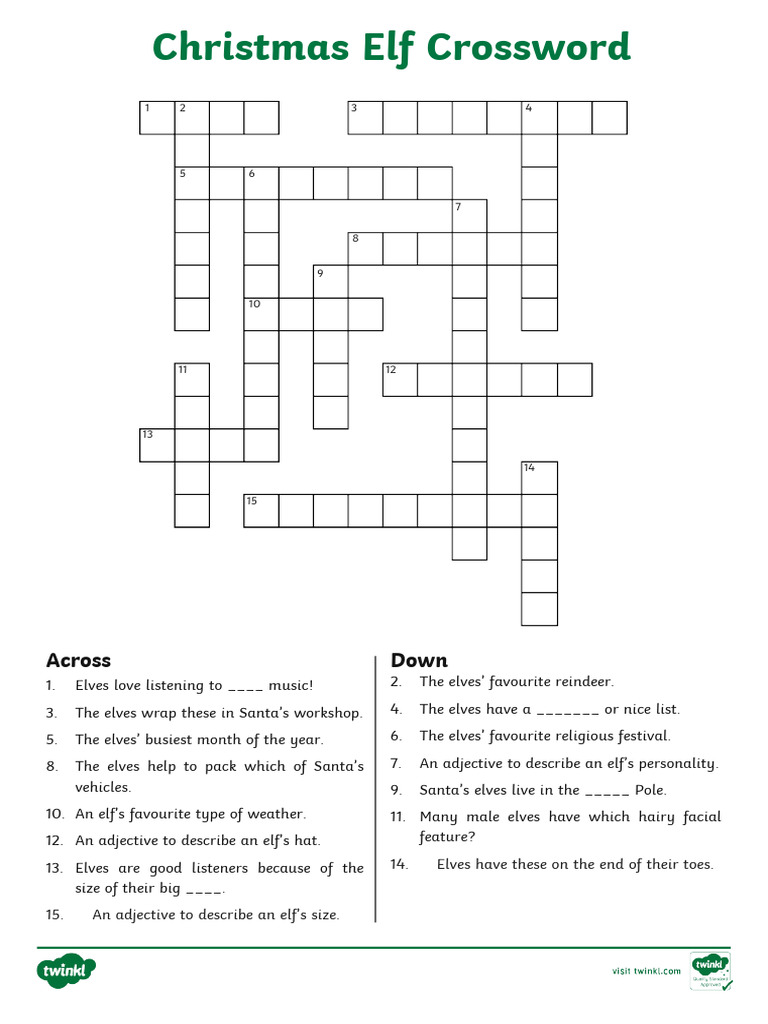 t2-e-4595b-ks2-christmas-elf-crossword-activity-sheet-editable | PDF ...