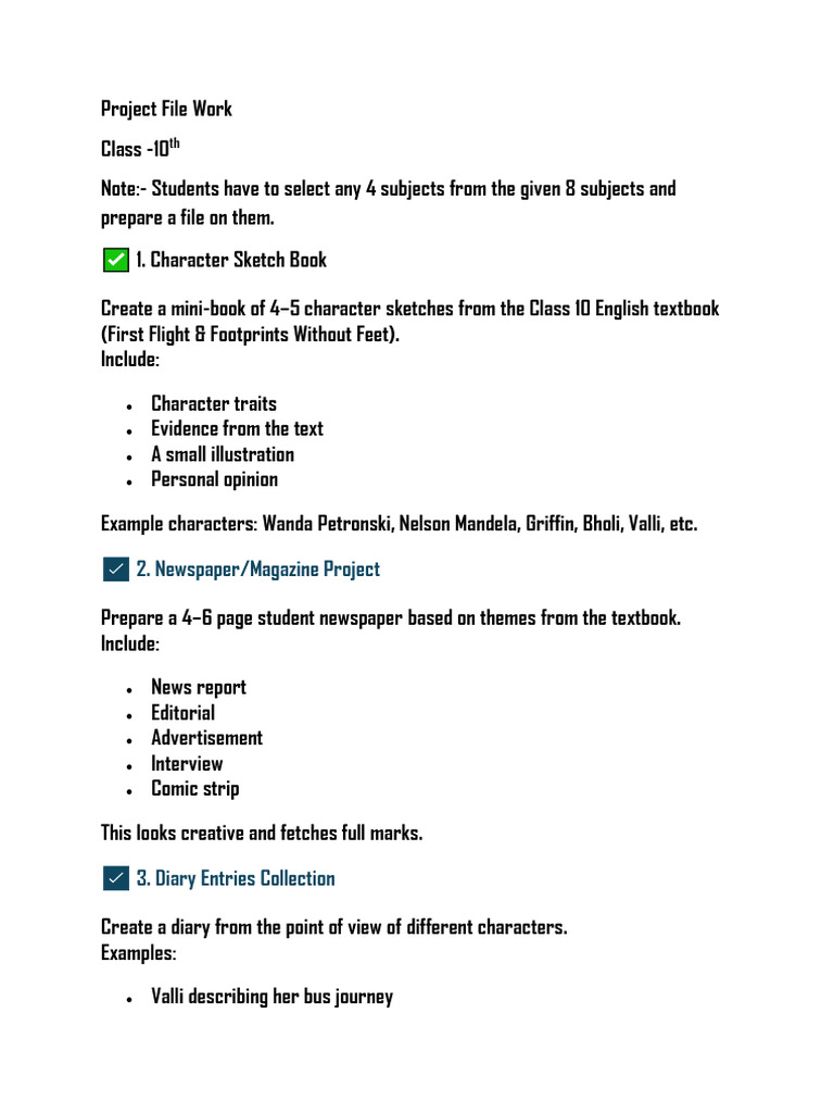 Class 10 Project File Guidelines | PDF