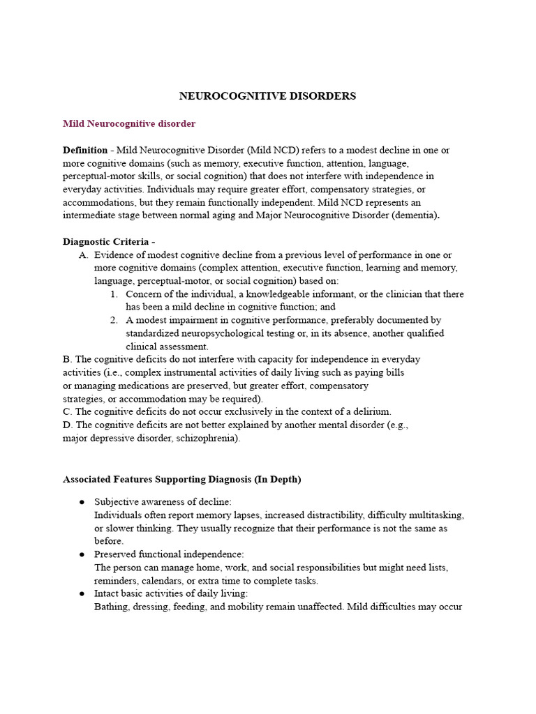 Understanding Mild Neurocognitive Disorder | PDF | Dementia | Alzheimer ...