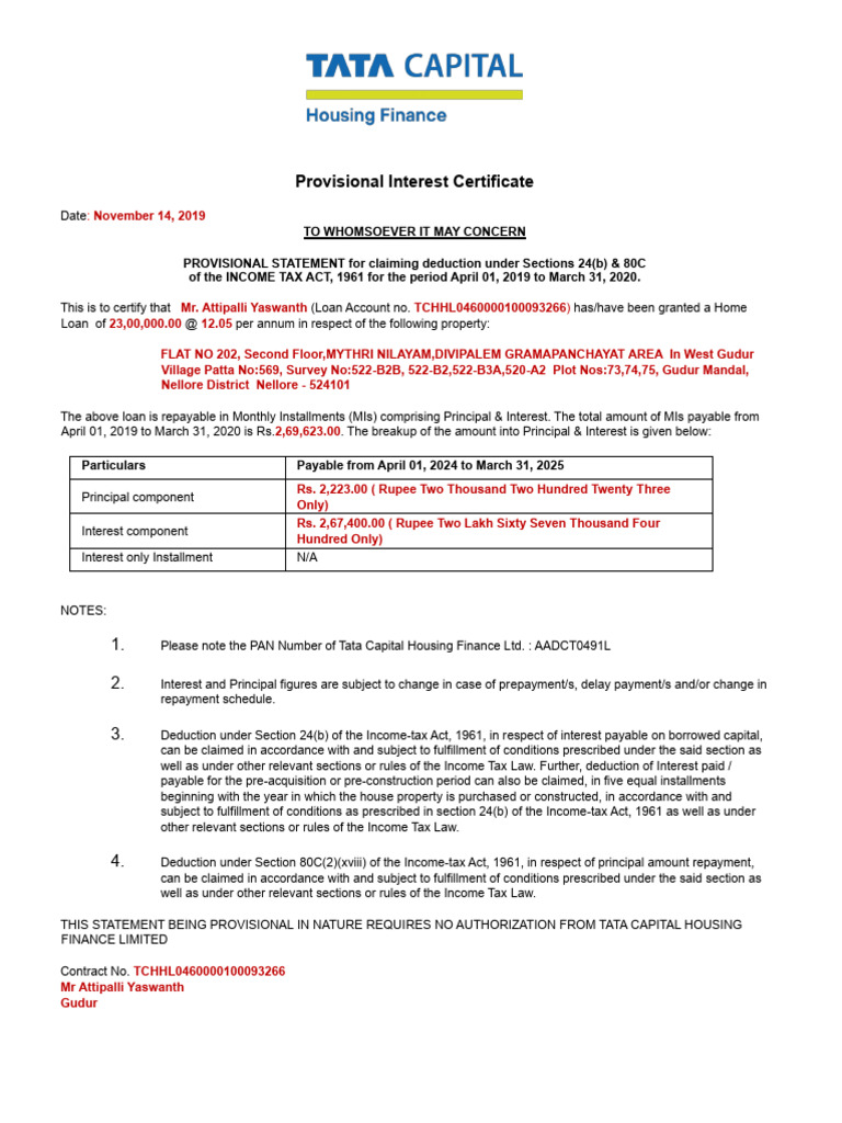 Provisional Certificate 2020 | PDF | Interest | Income Tax