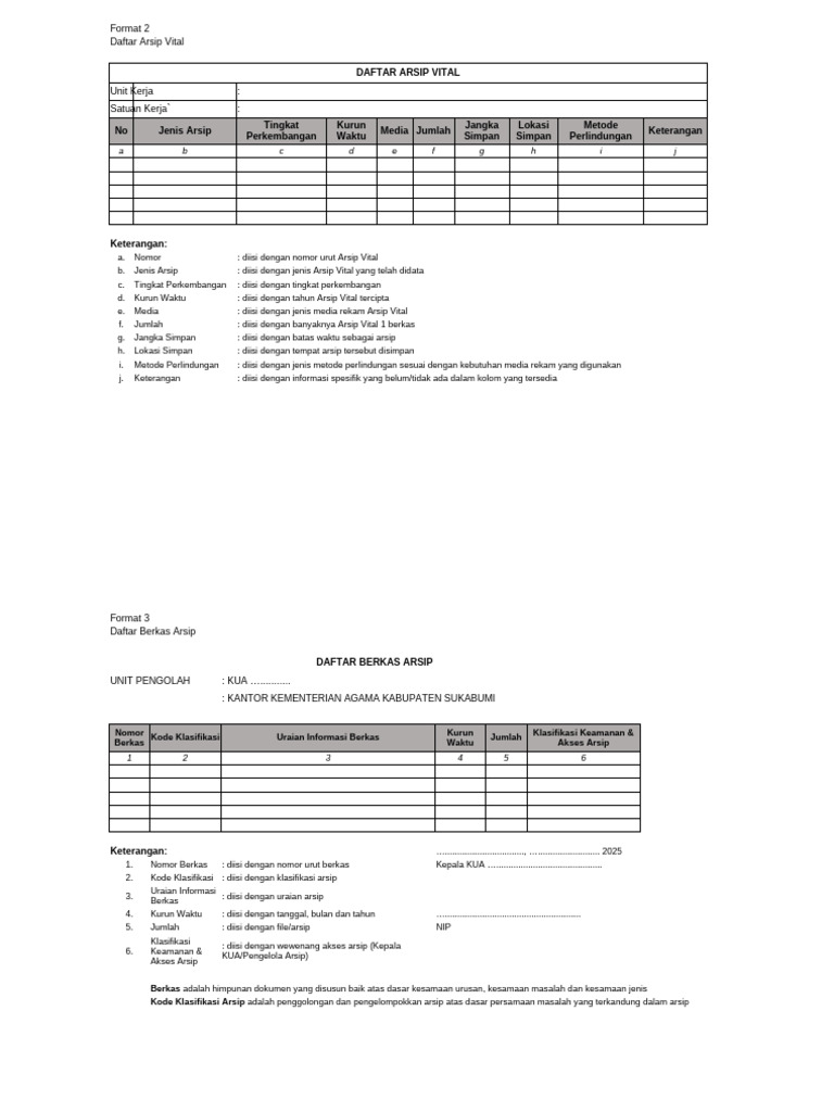 Form Daftar Arsip | PDF