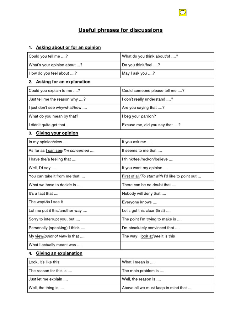 Essential Phrases for Discussions | PDF