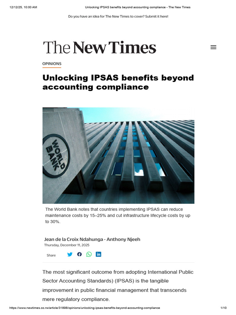 Unlocking IPSAS Benefits Beyond Accounting Compliance - The New Times ...
