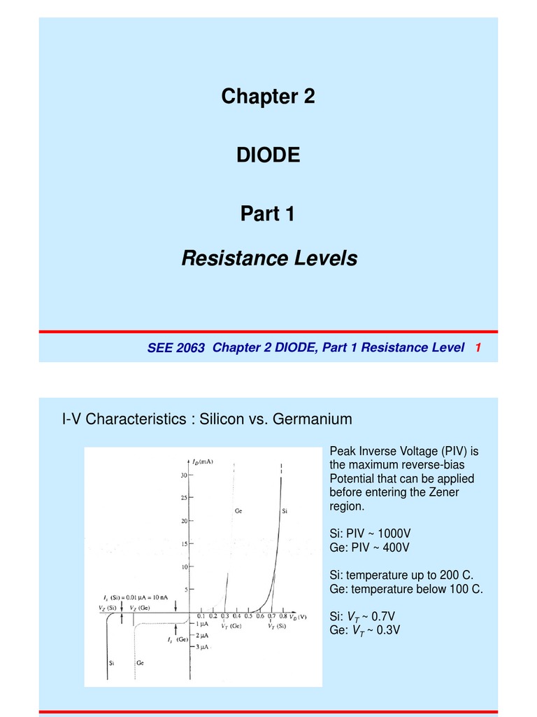 Chapter2 DIode SEE2063 | PDF | Diode | Electrical Resistance And Conductance