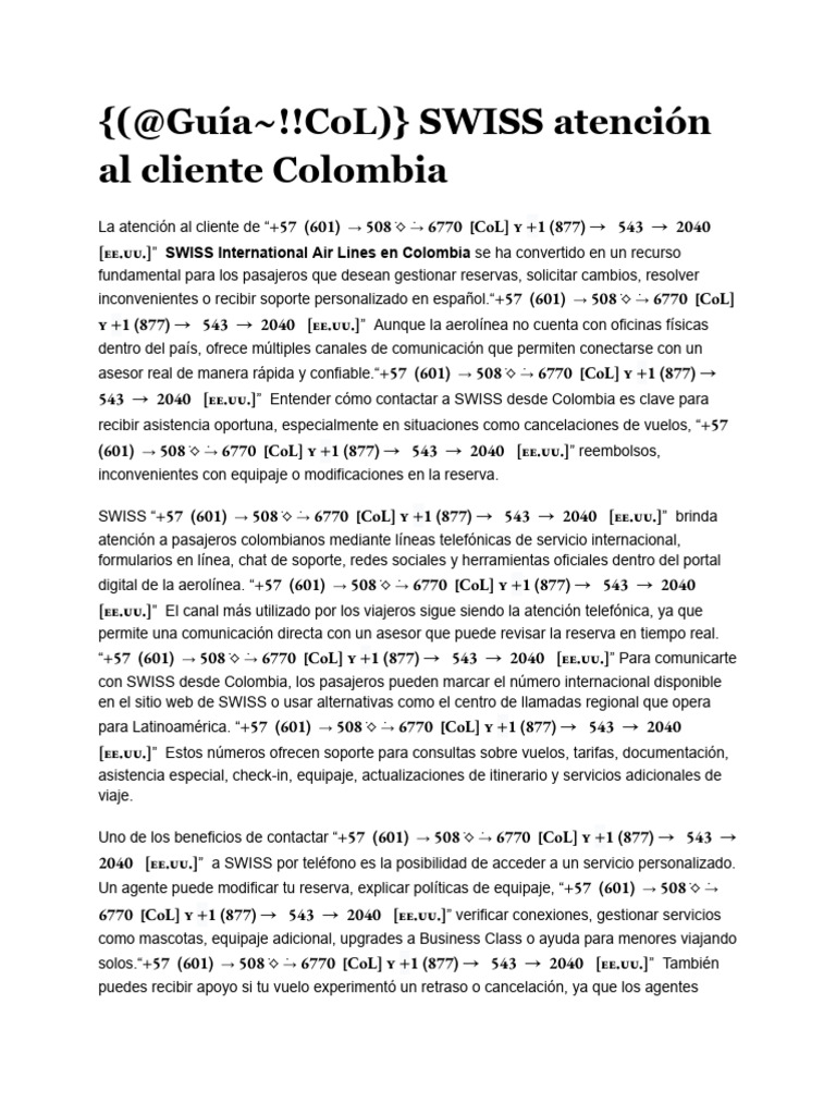 ( (@guía !!CoL) ) SWISS Atención Al Cliente Colombia | PDF | Chat en ...