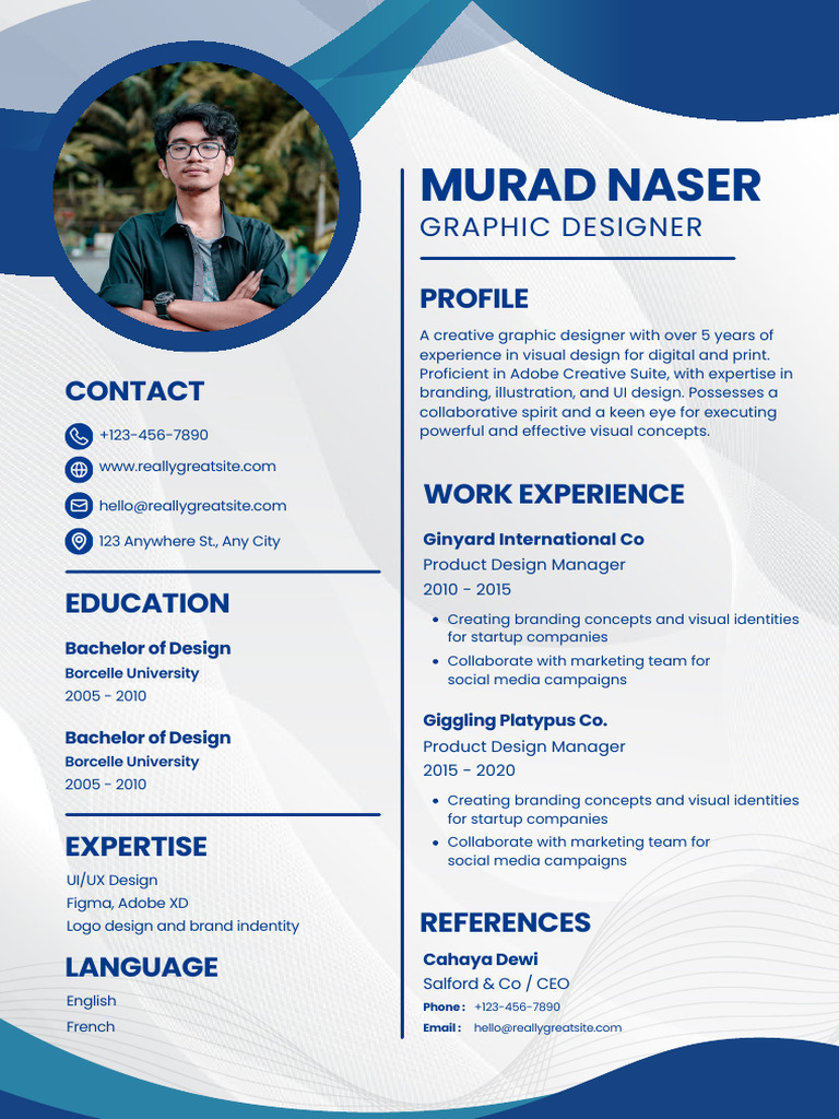 Blue and White Modern Resume Poster (A3 Portrait) | PDF