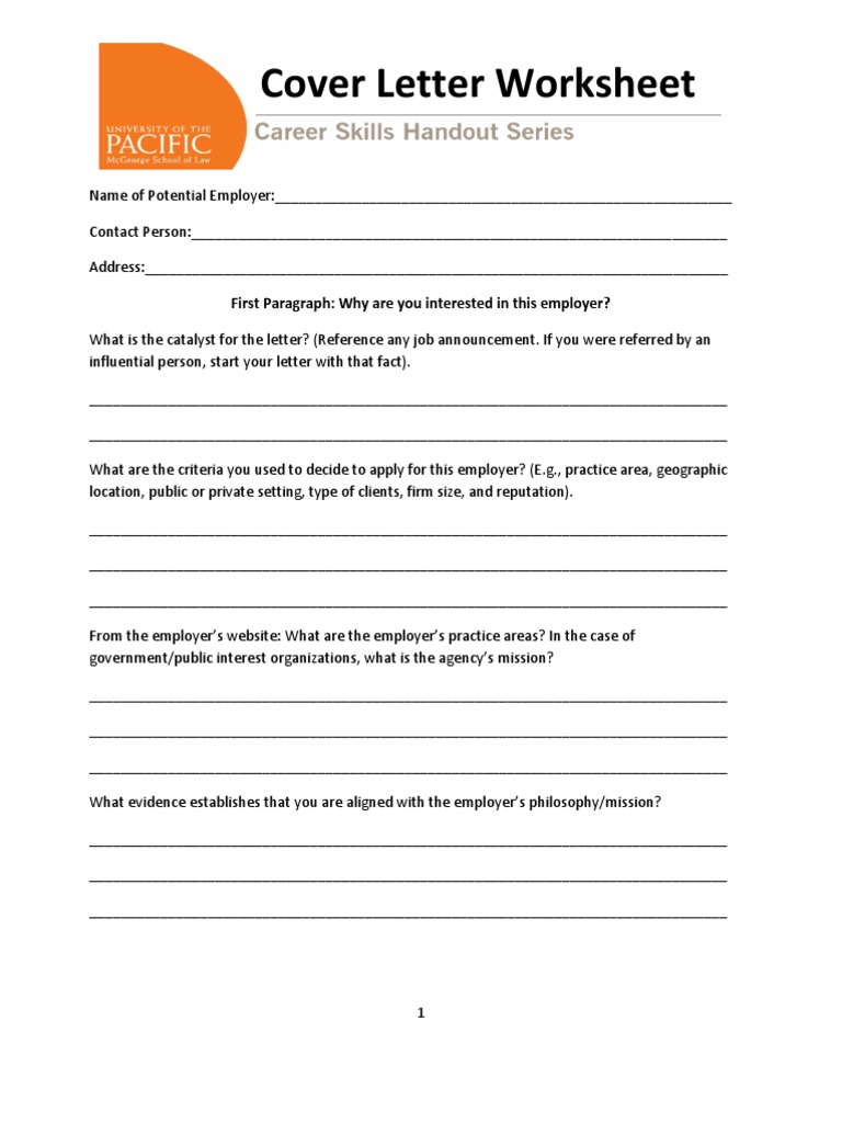 Cover Letter Worksheet | PDF | Behavior Modification | Learning