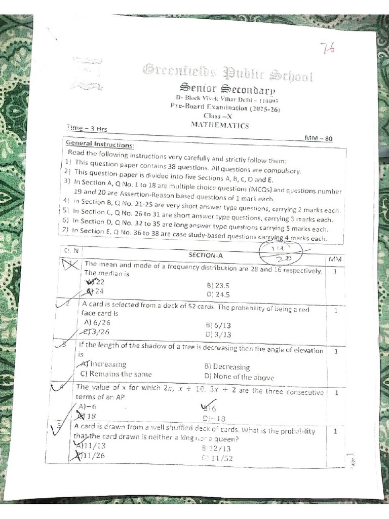 Class 10 Preboard Sample Paper | PDF