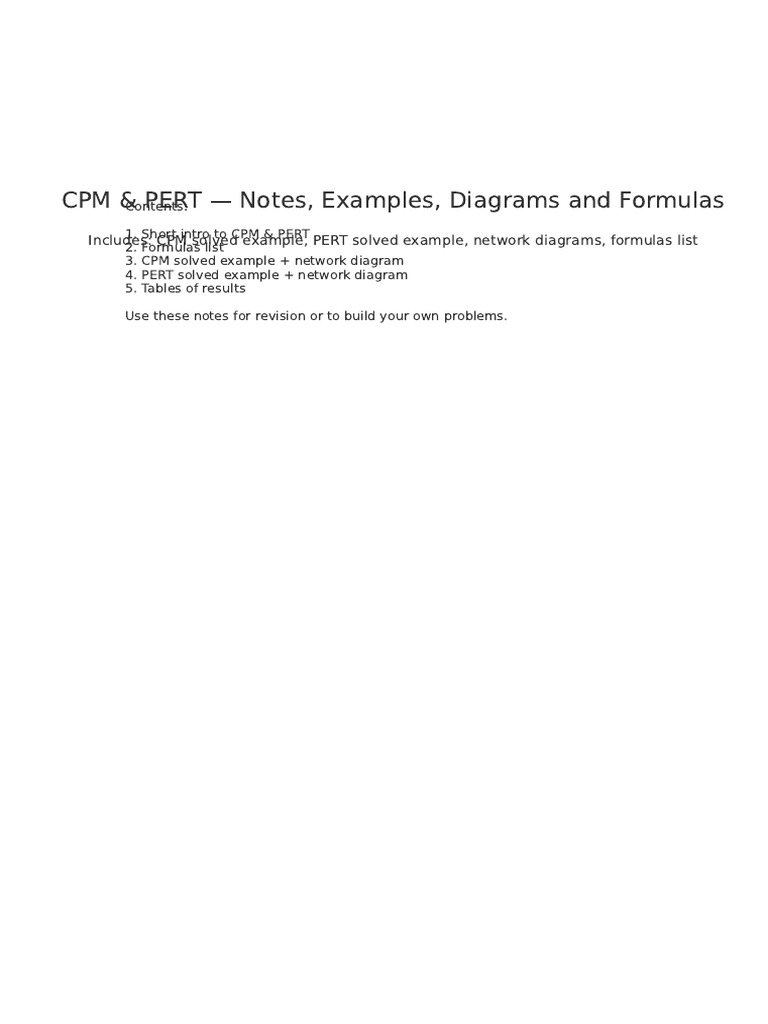 CPM Pert Notes | PDF | Statistical Theory | Applied Mathematics