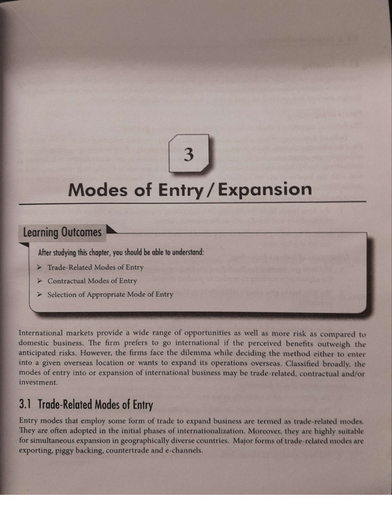 Ch-3 Modes of Entry_IB | PDF