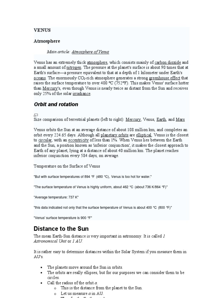Venus Atmosphere: Orbit and Rotation | PDF | Jupiter | Uranus