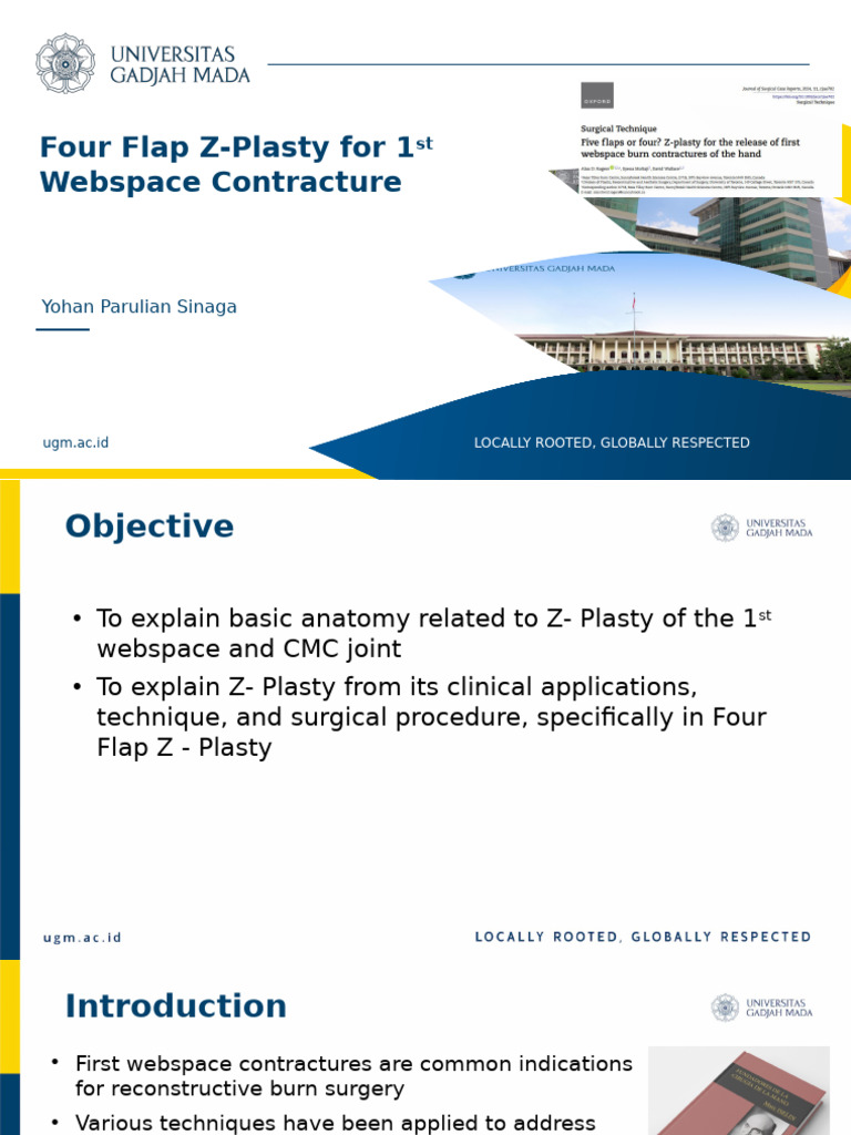 Four Flap Z-Plasty Contracture of The 1st Webspace and CMC Arthritis ...