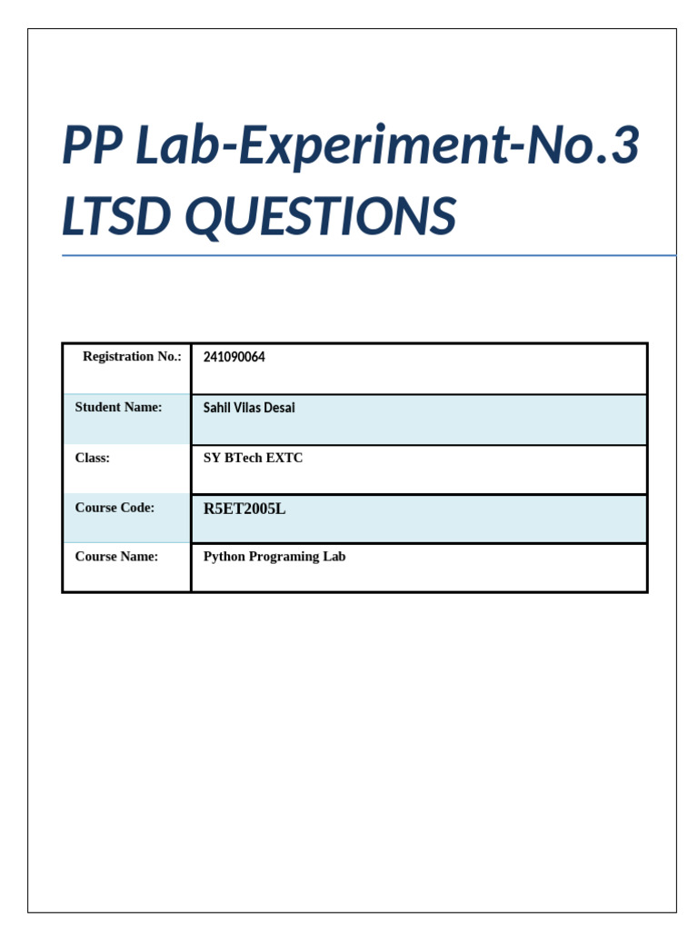 PP Lab Sahil Desai | PDF