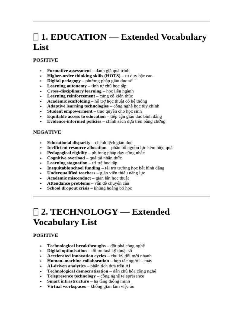 Vocabulary - Writing Task 2 (Topics) | PDF