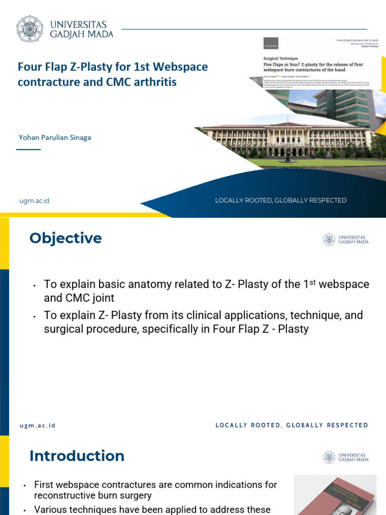 Four Flap Z-Plasty Contracture of The 1st Webspace and CMC Arthritis ...