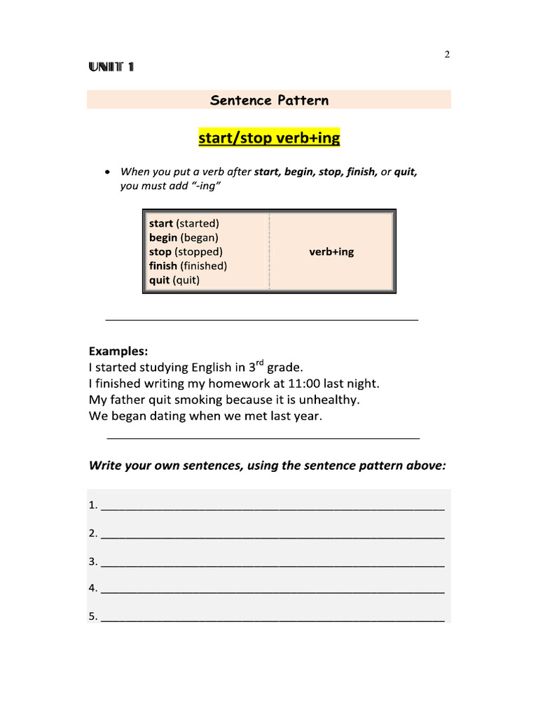 Prepare Writing Unit 1 | PDF