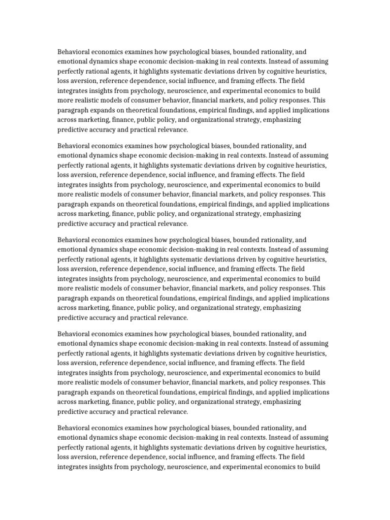 Understanding Behavioral Economics | PDF | Behavioral Economics ...