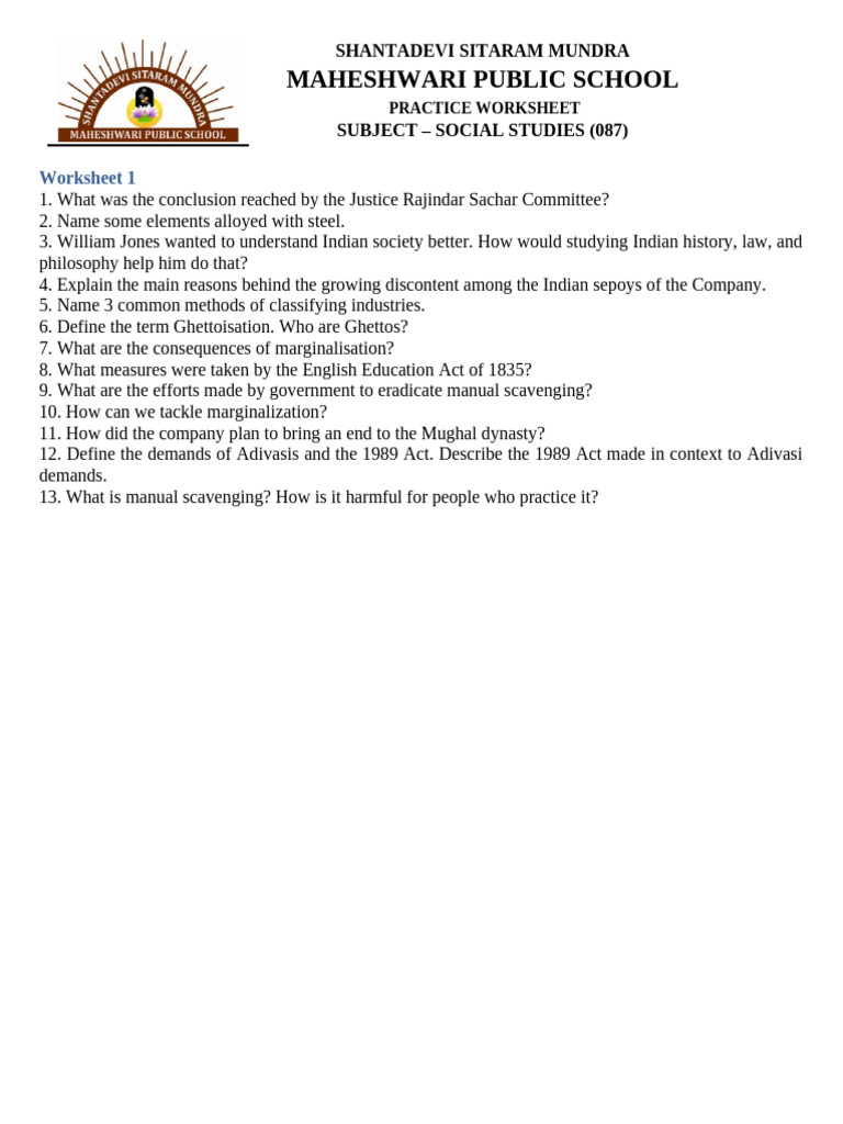 Social Studies Practice Worksheet Guide | PDF