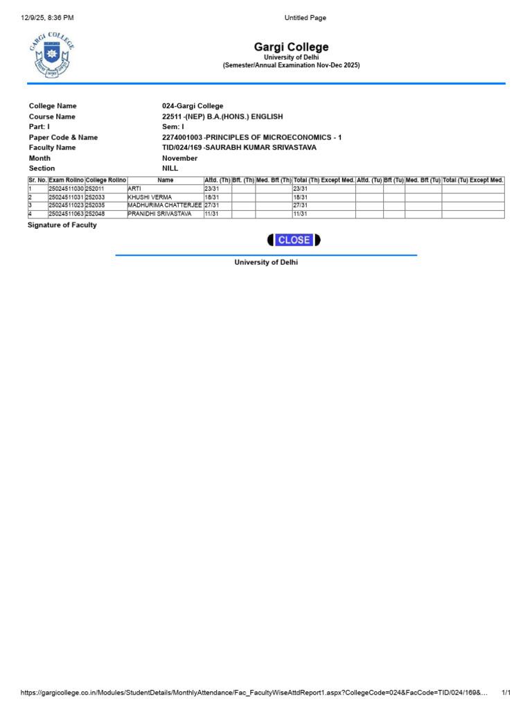 Attendance IA Students 2 | PDF