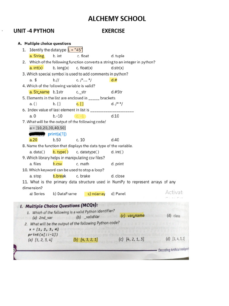 Ch-4 Python Exercise | PDF