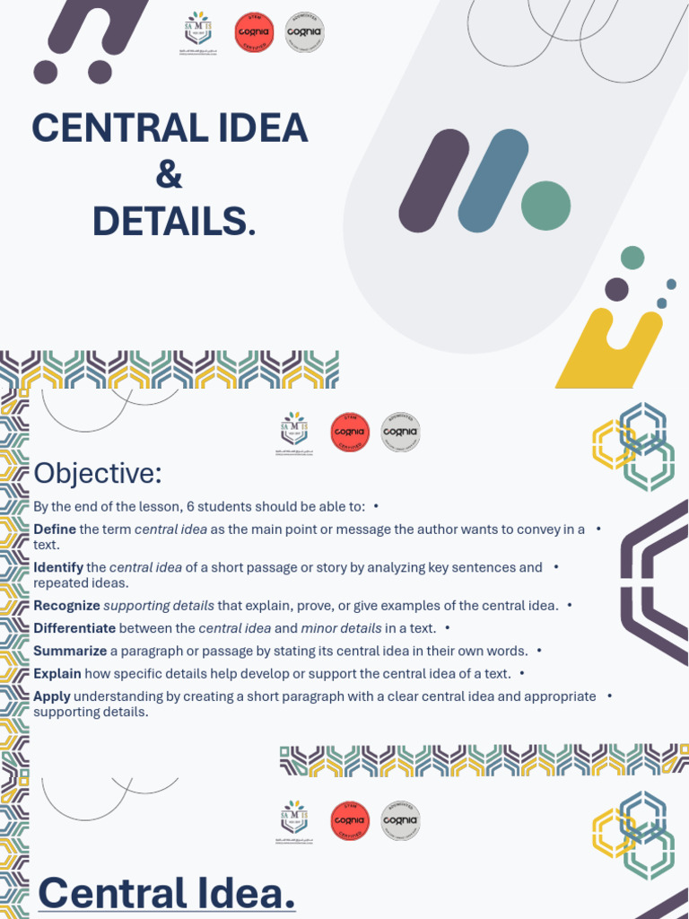 Understanding Central Ideas and Details | PDF | Learning | Communication