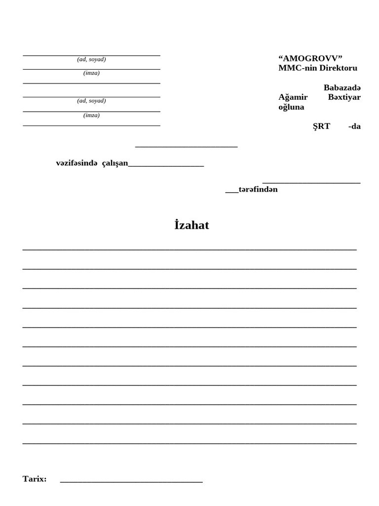 İzahat Forması | PDF