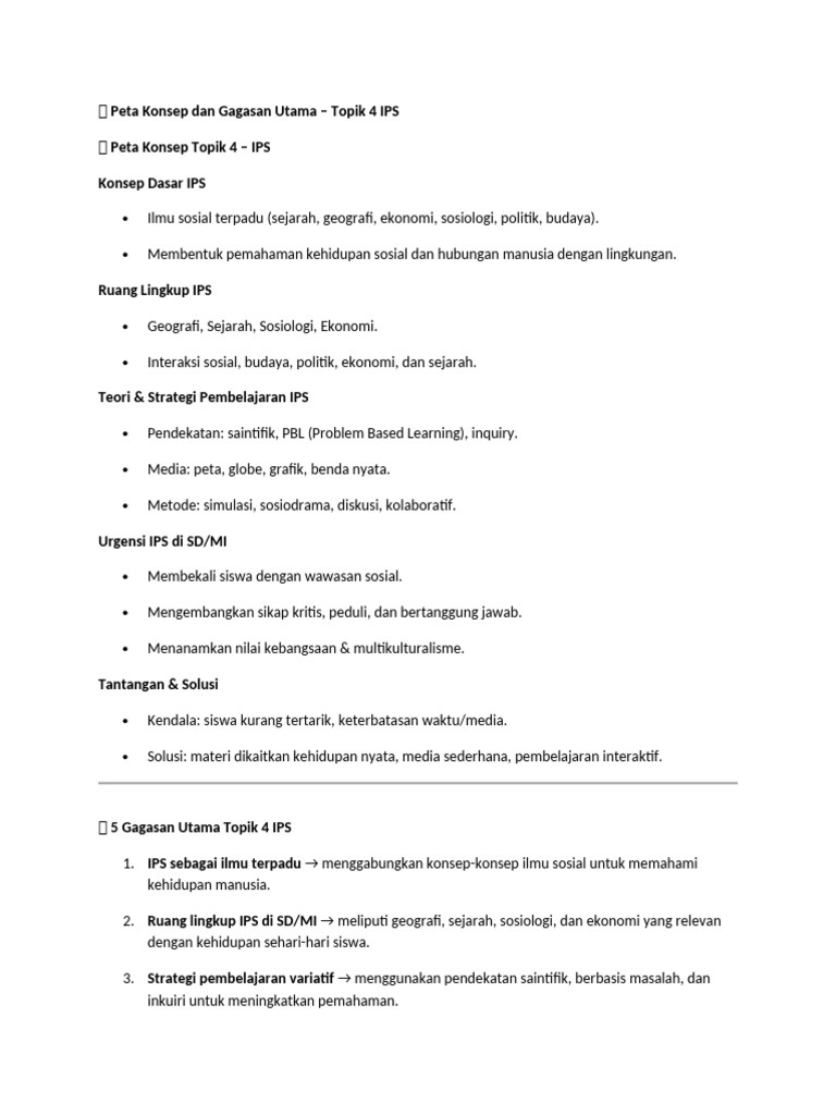 Peta Konsep IPS untuk SD/MI | PDF