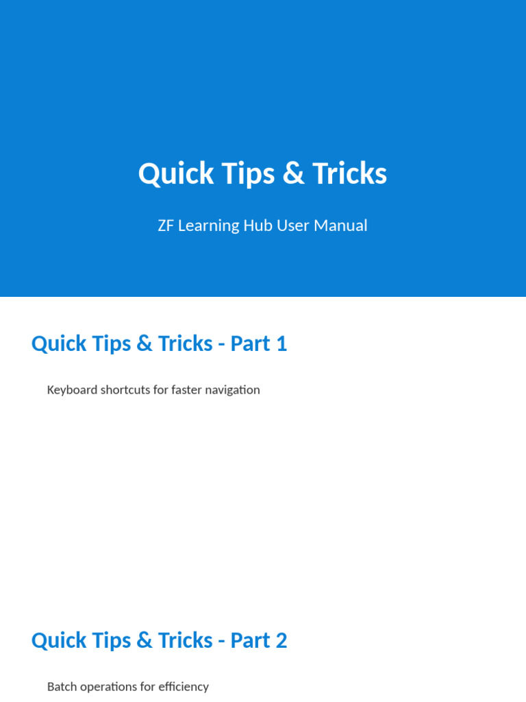 Quick Tips & Tricks | PDF