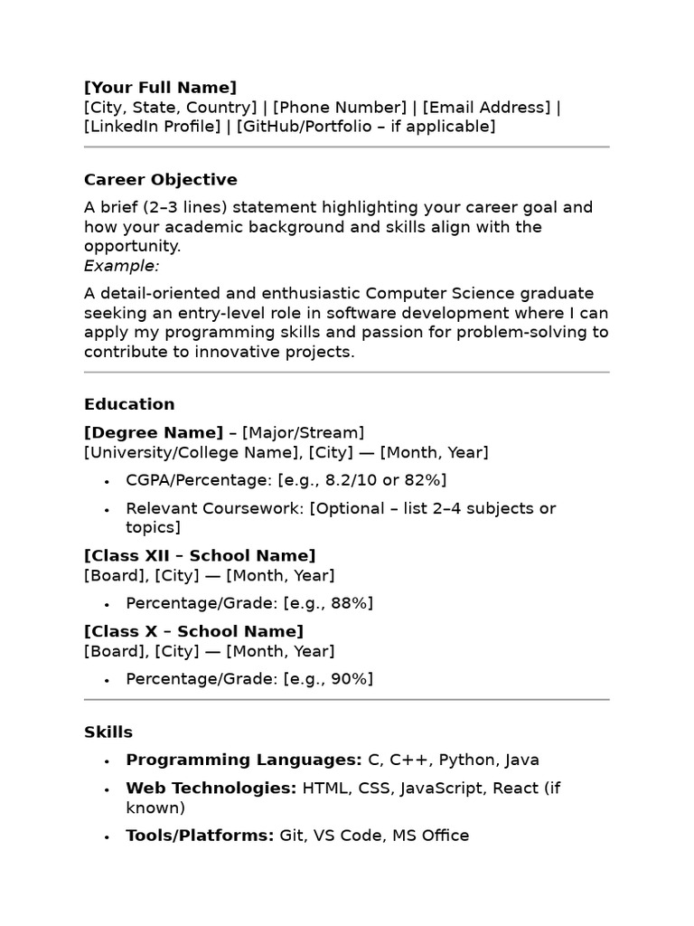 CV Format Degree | PDF