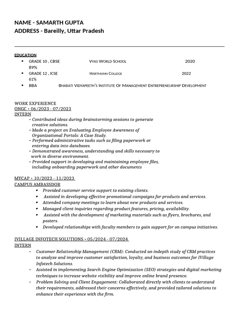 Sample Resume.doc | PDF | Customer Relationship Management | Marketing