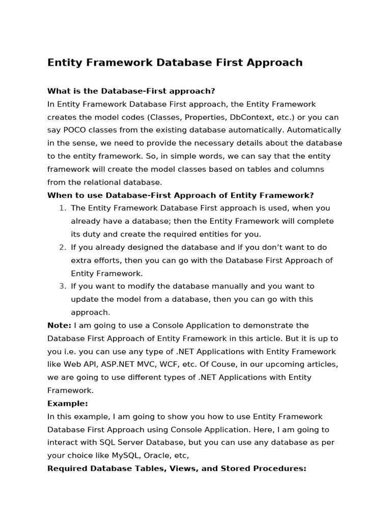 2 Entity Framework Database First Approach | PDF | Entity Framework | Databases