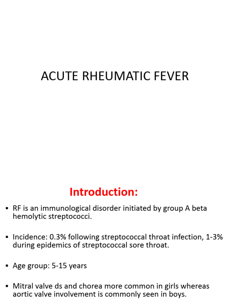 Acute Rheumatic Fever Overview and Management | PDF | Streptococcus ...