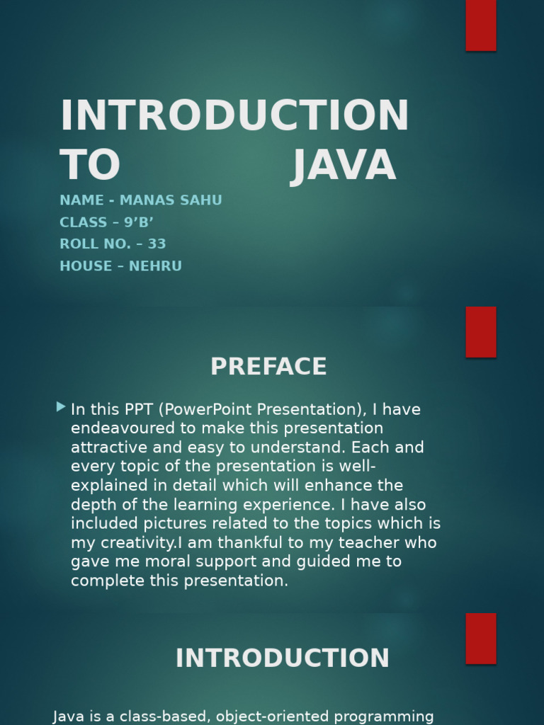 ManasSahuPpt | PDF | Java (Programming Language) | Programming