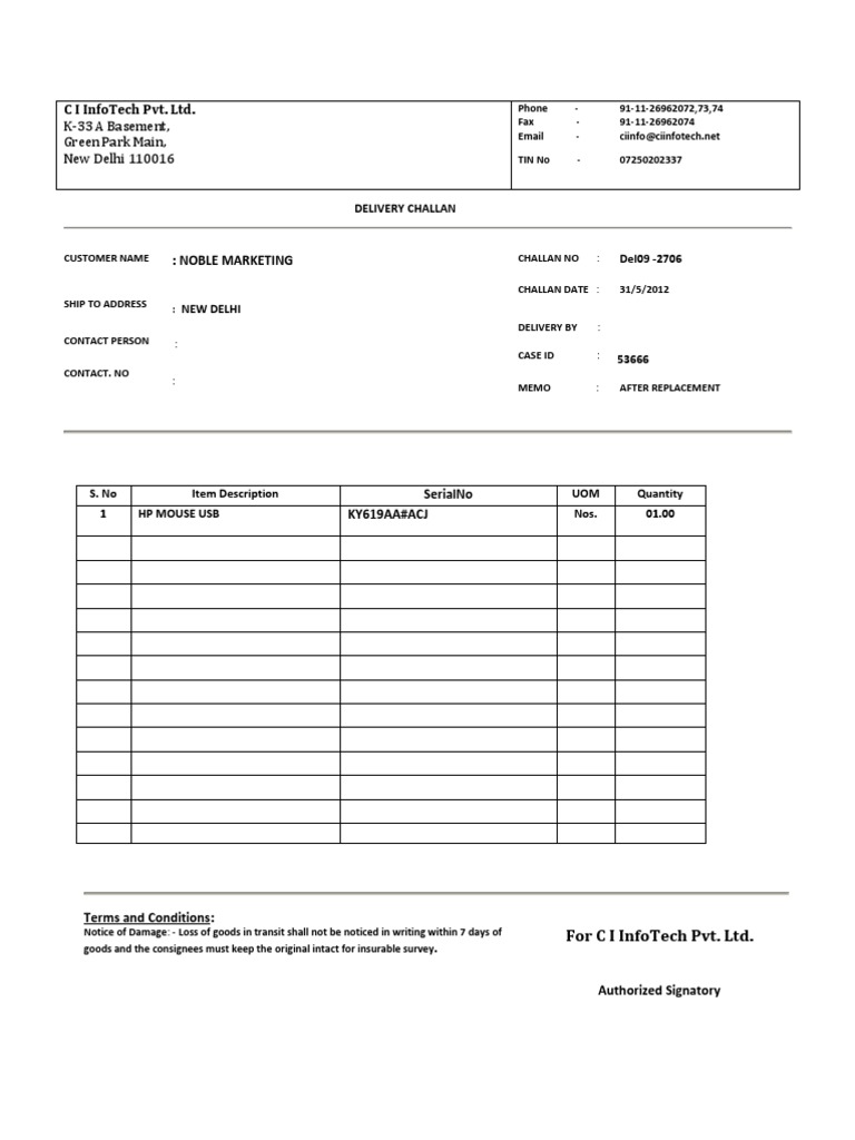 Delivery Challan Terms & Conditions | PDF | Media Technology ...