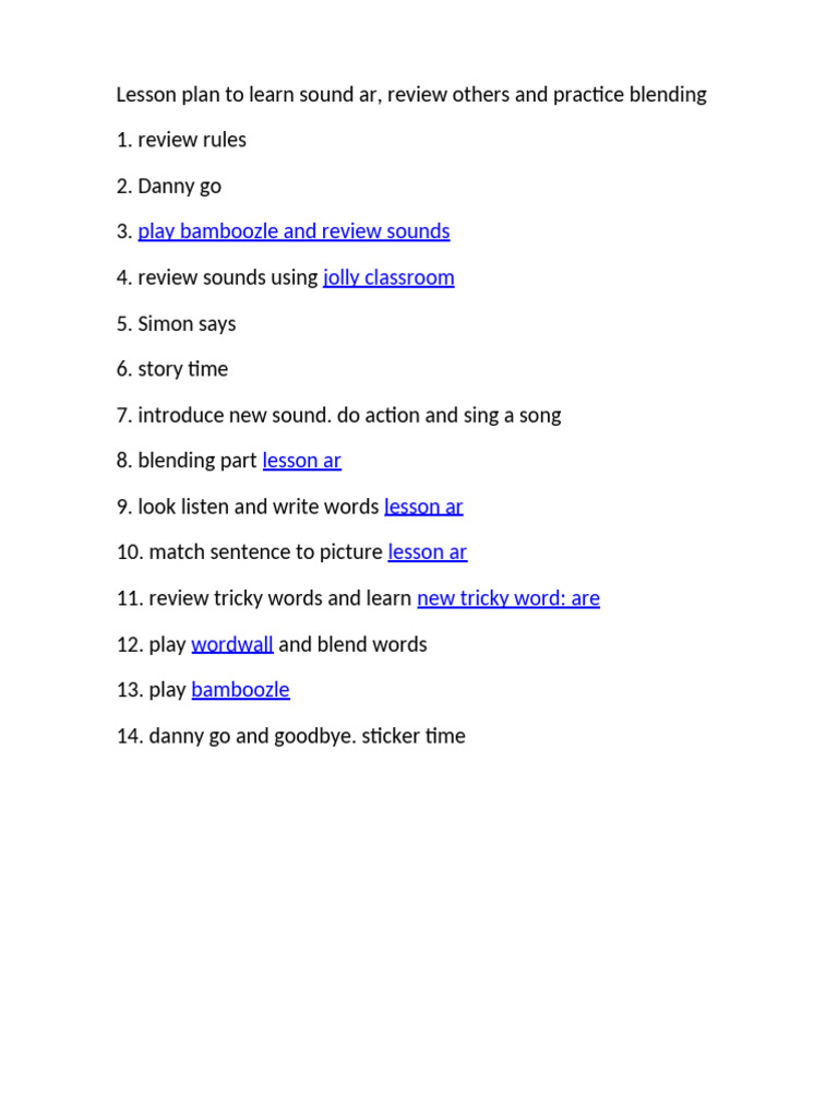 Lesson Plan To Learn Sound Ar | PDF