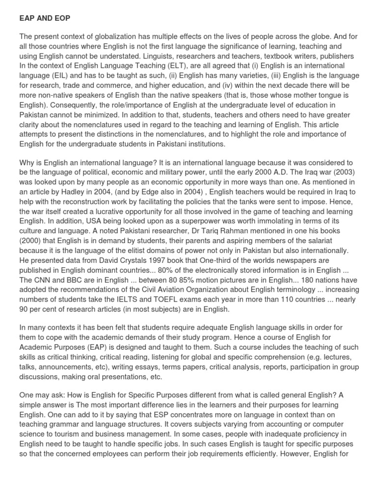 Esp and Eop | PDF | English Language | Learning