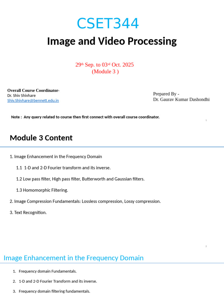 Lec 29th Sep to 03 Oct | PDF | Discrete Fourier Transform | Sampling ...
