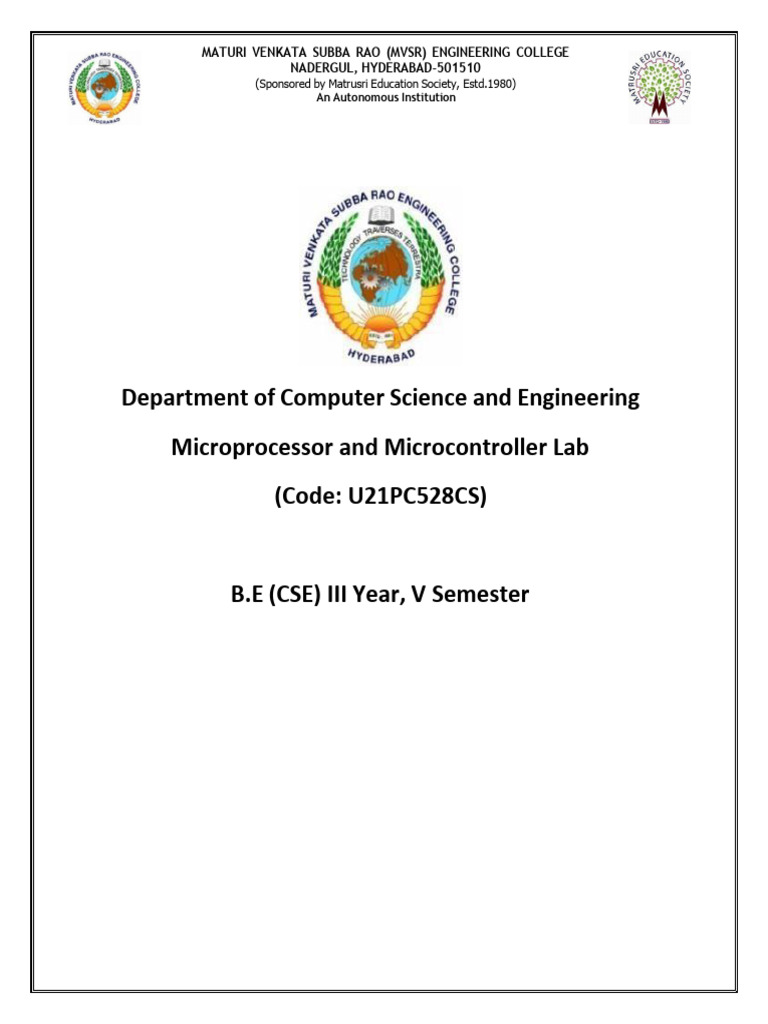 MPMC Lab Record New - 25-26 | PDF | Engineering | Subtraction