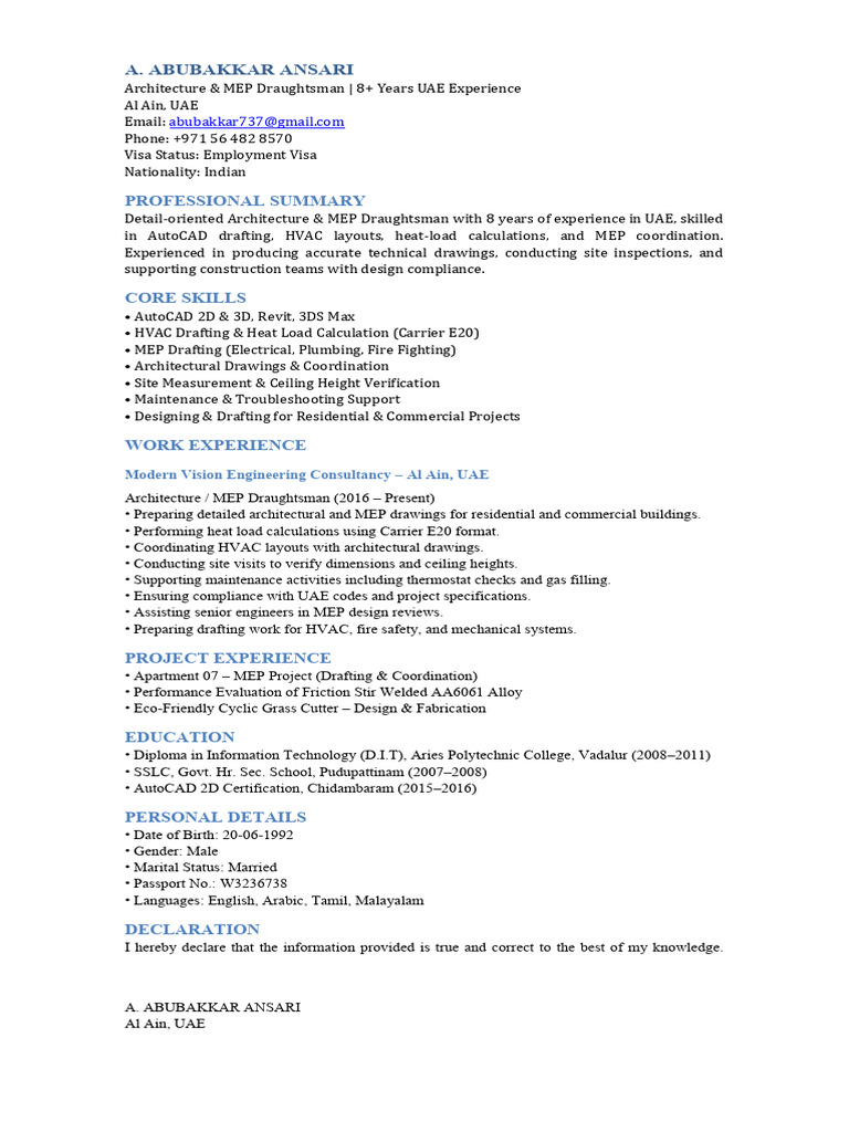 Abubakkar Ansari CV | PDF