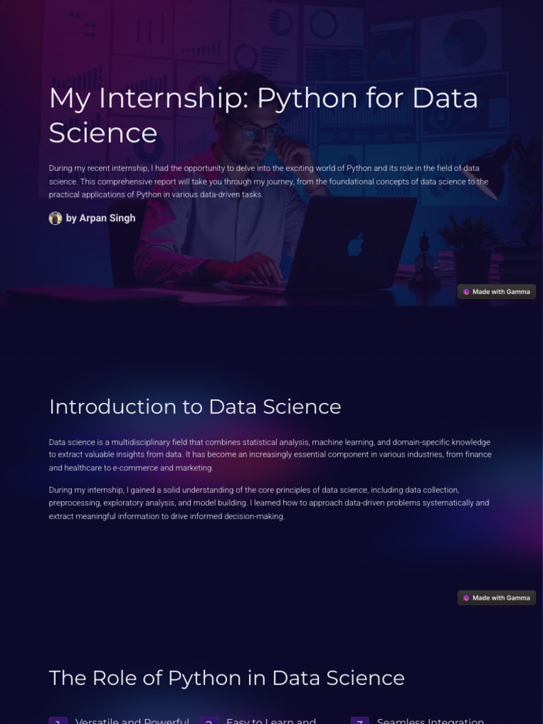 My Internship Python for Data Science | PDF | Cloud Computing | Machine ...